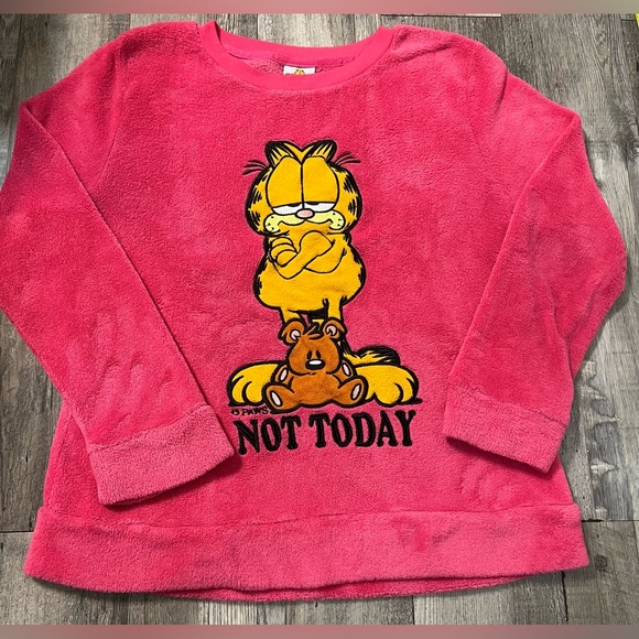 paws | Sweaters | Garfield Pink Fleece Top | Poshmark
